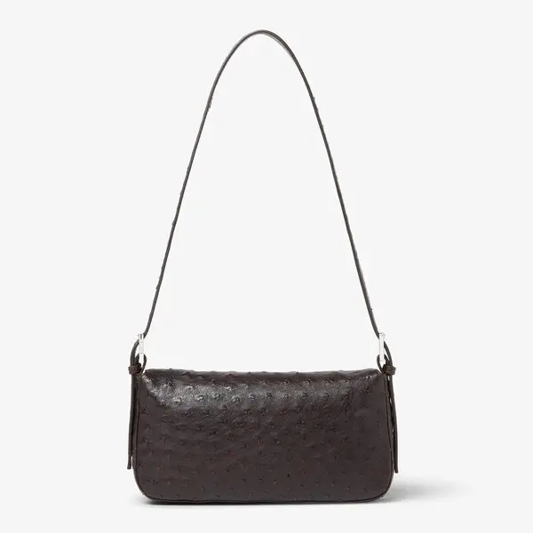 Fendi Baguette® 26424 Dark Brown Ostrich Leather Bag